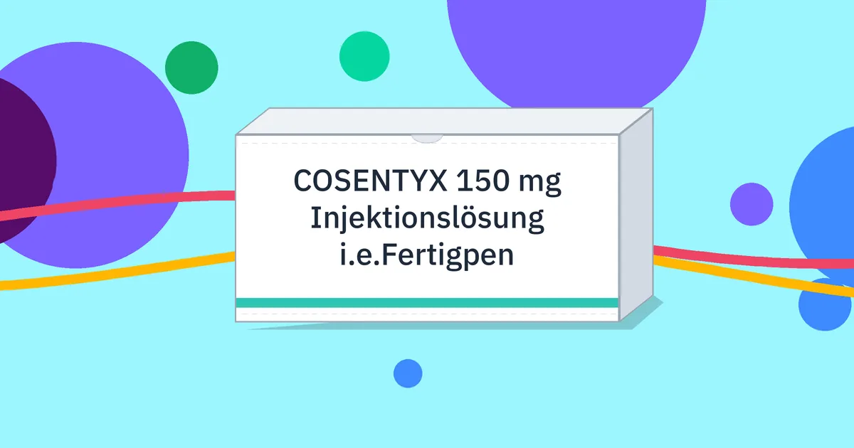 Symbolbild: Packung mit der Aufschrift COSENTYX 150 mg Injektionslösung i.e.Fertigpen (PZN 13853460) – Verfügbarkeit und Bezug in Apotheken in Frankfurt am Main