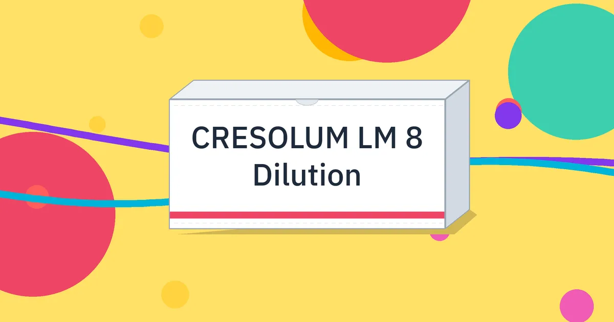 Symbolbild: Packung mit der Aufschrift CRESOLUM LM 8 Dilution (PZN 13456262) – Verfügbarkeit und Bezug in Apotheken in Frankfurt am Main