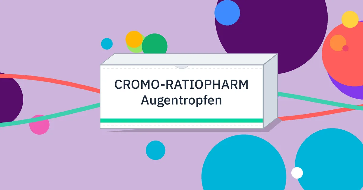Symbolbild: Packung mit der Aufschrift CROMO-RATIOPHARM Augentropfen (PZN 04952571) – Verfügbarkeit und Bezug in Apotheken in Frankfurt am Main