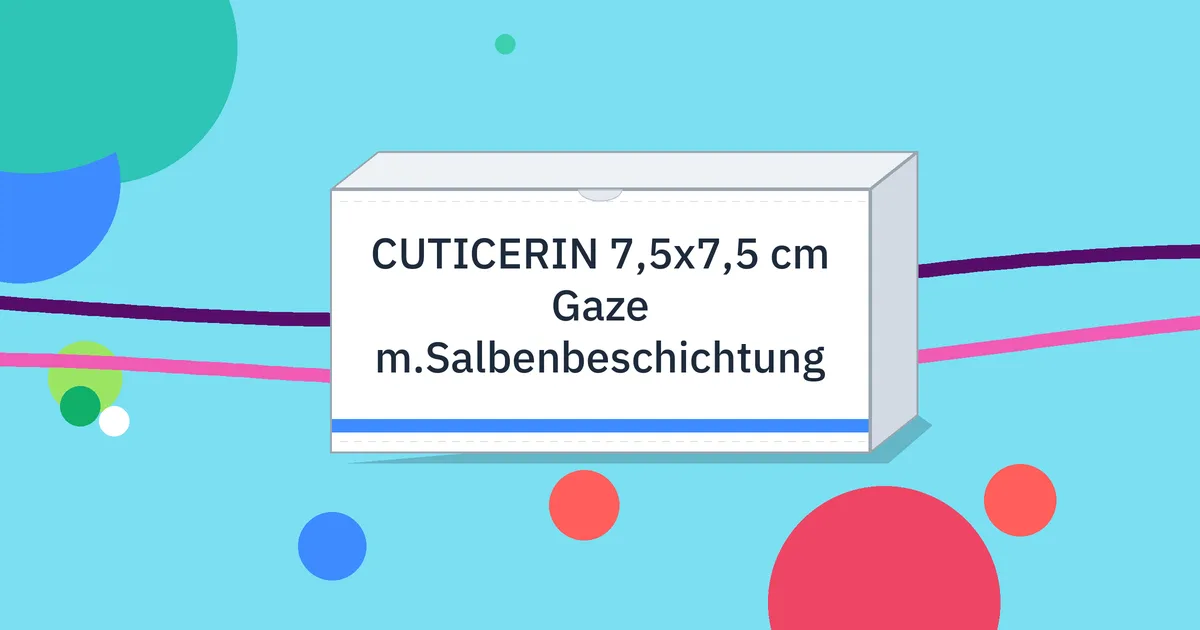 Symbolbild: Packung mit der Aufschrift CUTICERIN 7,5x7,5 cm Gaze m.Salbenbeschichtung (PZN 15302215) – Verfügbarkeit und Bezug in Apotheken in Frankfurt am Main