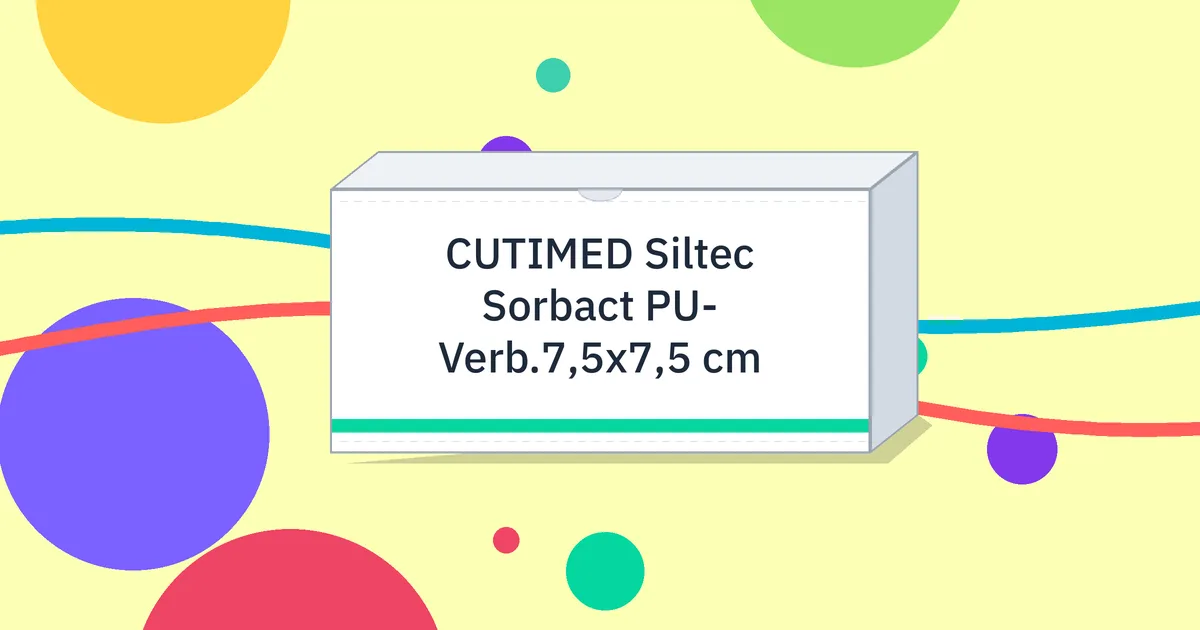 Symbolbild: Packung mit der Aufschrift CUTIMED Siltec Sorbact PU-Verb.7,5x7,5 cm (PZN 15378483) – Verfügbarkeit und Bezug in Apotheken in Frankfurt am Main