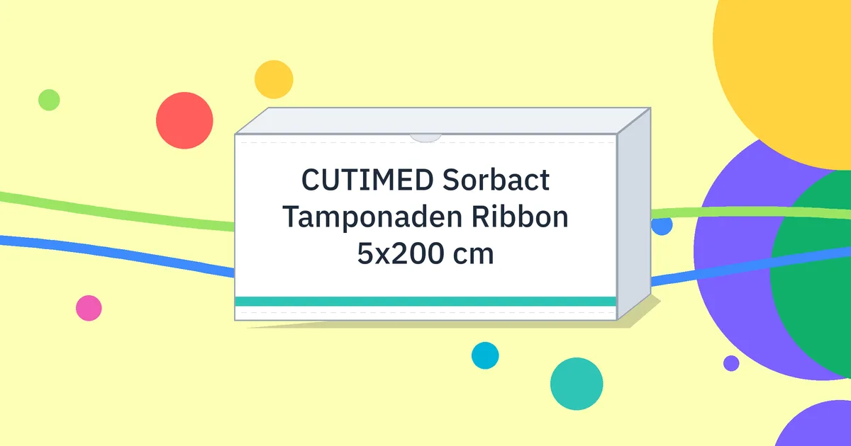 Symbolbild: Packung mit der Aufschrift CUTIMED Sorbact Tamponaden Ribbon 5x200 cm (PZN 20846294) – Verfügbarkeit und Bezug in Apotheken in Frankfurt am Main