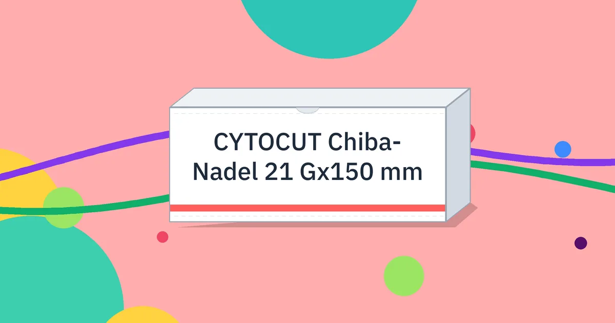 Symbolbild: Packung mit der Aufschrift CYTOCUT Chiba-Nadel 21 Gx150 mm (PZN 19735419) – Verfügbarkeit und Bezug in Apotheken in Frankfurt am Main