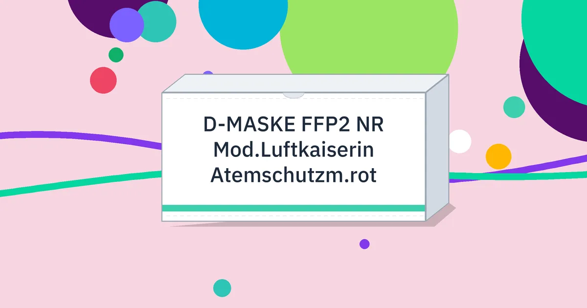 Symbolbild: Packung mit der Aufschrift D-MASKE FFP2 NR Mod.Luftkaiserin Atemschutzm.rot (PZN 18401900) – Verfügbarkeit und Bezug in Apotheken in Frankfurt am Main