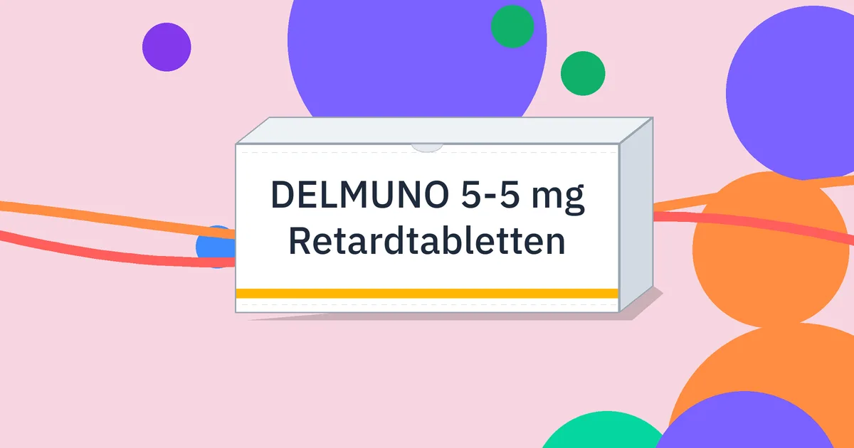 Symbolbild: Packung mit der Aufschrift DELMUNO 5-5 mg Retardtabletten (PZN 18783072) – Verfügbarkeit und Bezug in Apotheken in Frankfurt am Main