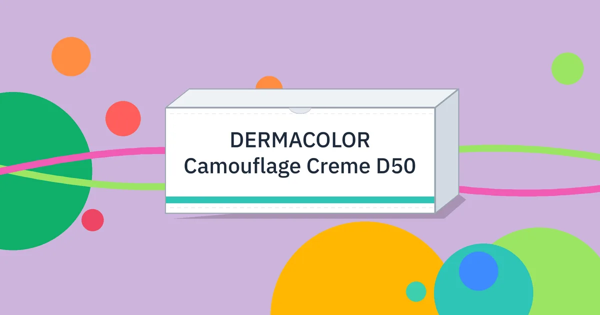 Symbolbild: Packung mit der Aufschrift DERMACOLOR Camouflage Creme D50 (PZN 15818924) – Verfügbarkeit und Bezug in Apotheken in Frankfurt am Main