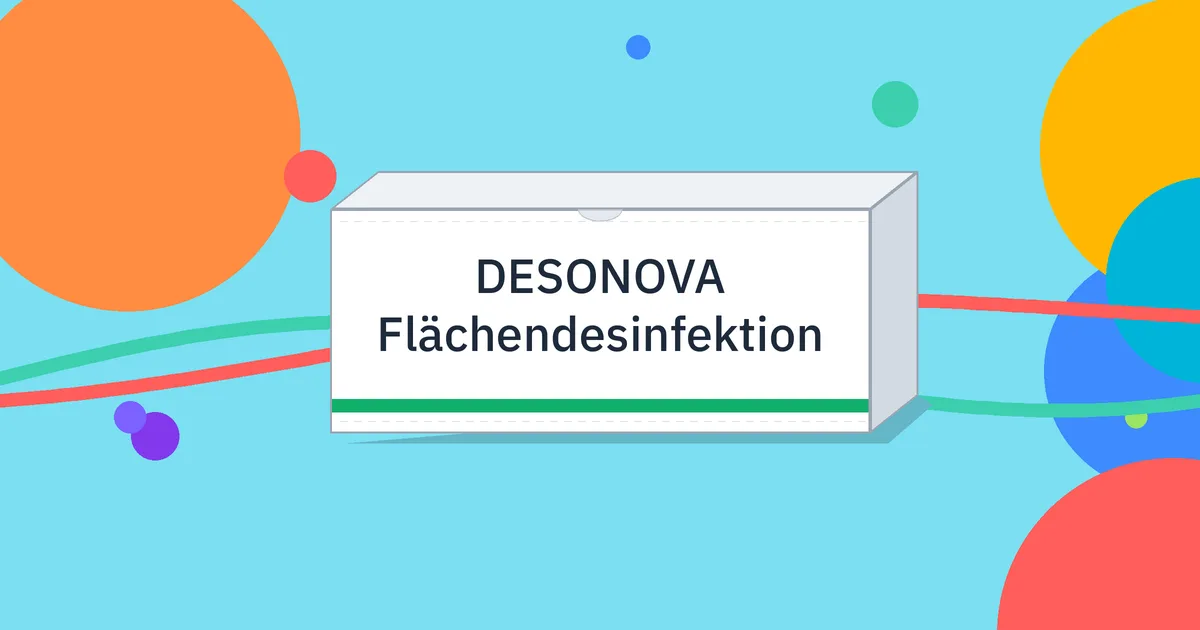 Symbolbild: Packung mit der Aufschrift DESONOVA Flächendesinfektion (PZN 13744015) – Verfügbarkeit und Bezug in Apotheken in Frankfurt am Main