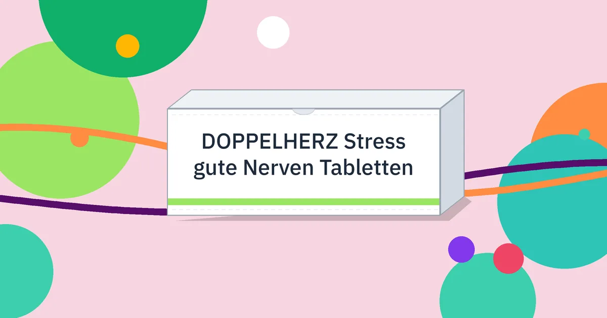 Symbolbild: Packung mit der Aufschrift DOPPELHERZ Stress gute Nerven Tabletten (PZN 06826161) – Verfügbarkeit und Bezug in Apotheken in Frankfurt am Main