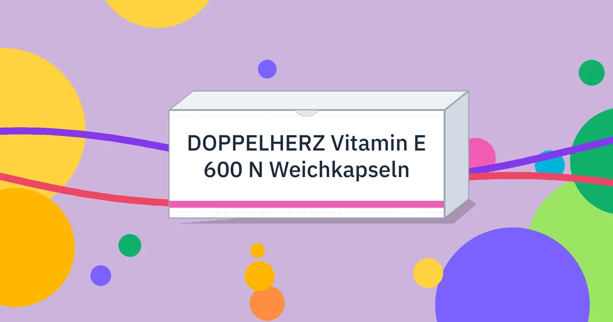 Symbolbild: Packung mit der Aufschrift DOPPELHERZ Vitamin E 600 N Weichkapseln (PZN 10057828) – Verfügbarkeit und Bezug in Apotheken in Frankfurt am Main