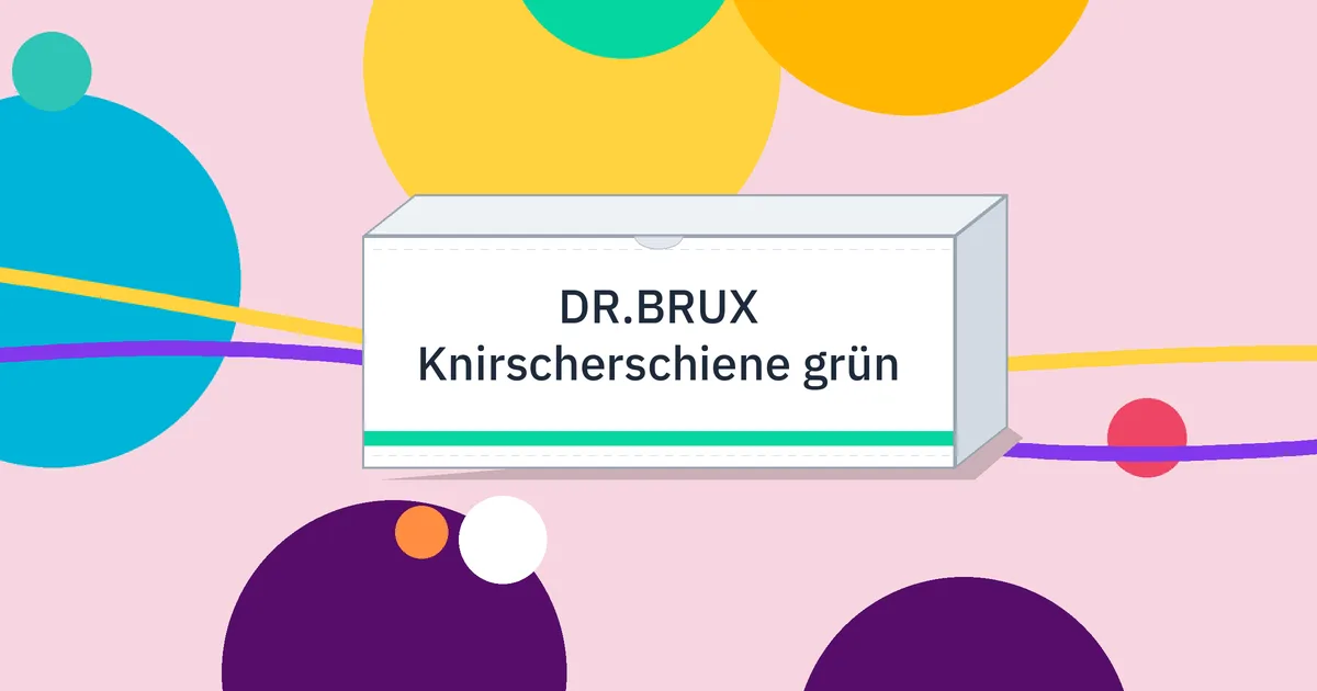 Symbolbild: Packung mit der Aufschrift DR.BRUX Knirscherschiene grün (PZN 09888139) – Verfügbarkeit und Bezug in Apotheken in Frankfurt am Main