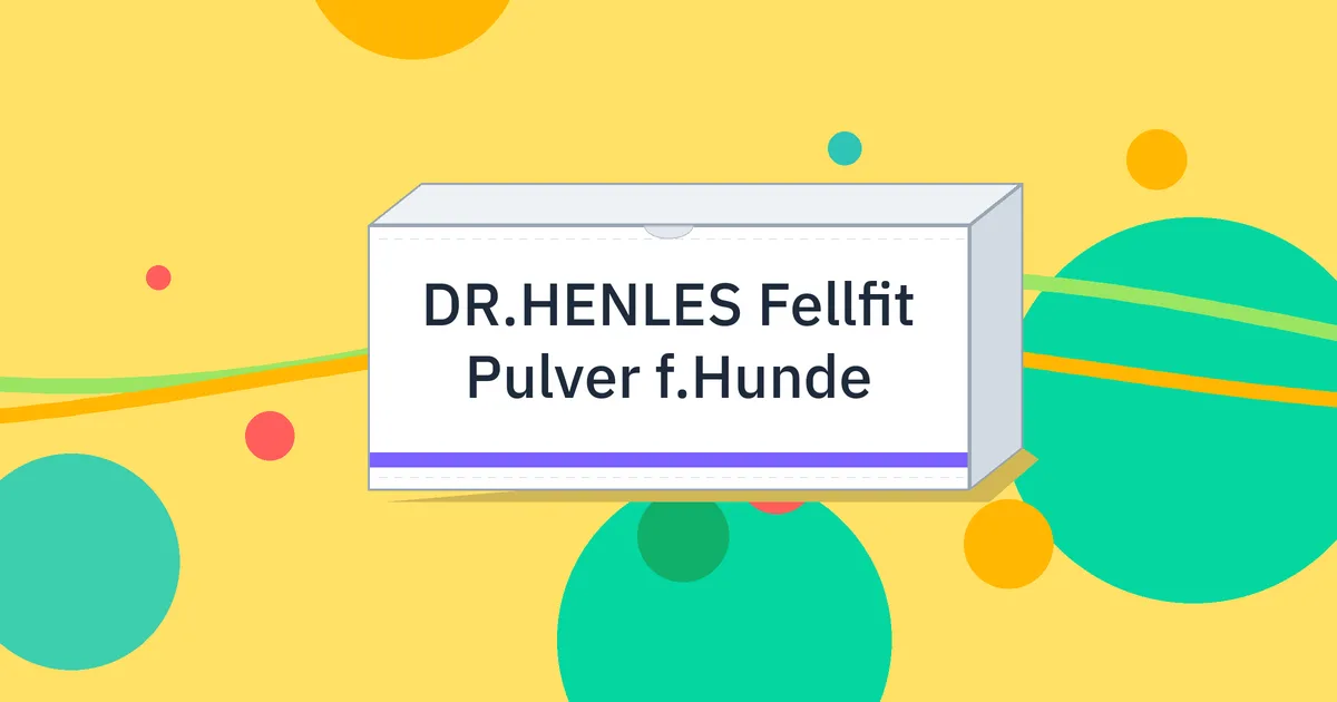 Symbolbild: Packung mit der Aufschrift DR.HENLES Fellfit Pulver f.Hunde (PZN 16038022) – Verfügbarkeit und Bezug in Apotheken in Frankfurt am Main