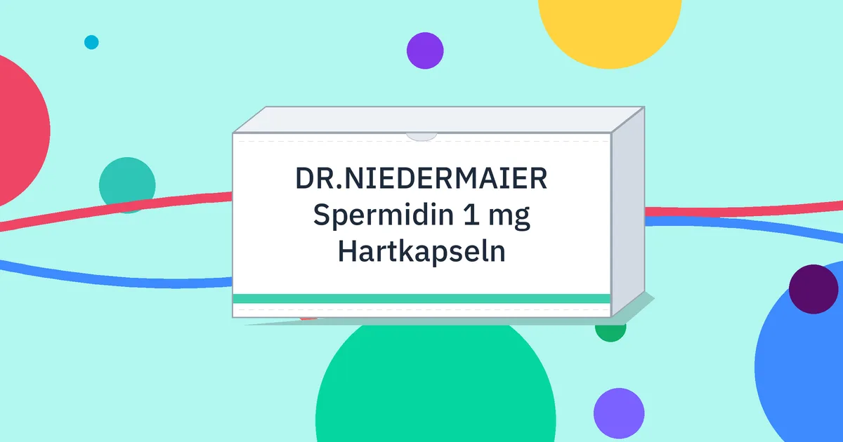 Symbolbild: Packung mit der Aufschrift DR.NIEDERMAIER Spermidin 1 mg Hartkapseln (PZN 19645082) – Verfügbarkeit und Bezug in Apotheken in Frankfurt am Main