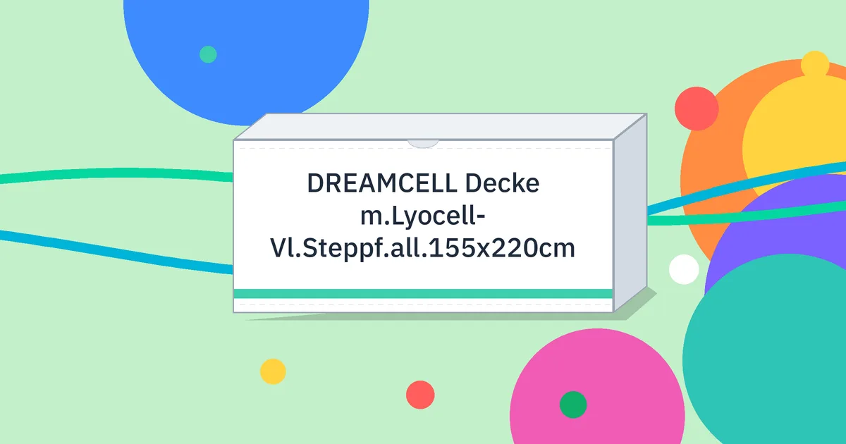 Symbolbild: Packung mit der Aufschrift DREAMCELL Decke m.Lyocell-Vl.Steppf.all.155x220cm (PZN 16894755) – Verfügbarkeit und Bezug in Apotheken in Frankfurt am Main