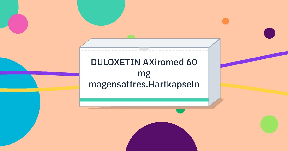 Symbolbild: Packung mit der Aufschrift DULOXETIN AXiromed 60 mg magensaftres.Hartkapseln (PZN 13914842) – Verfügbarkeit und Bezug in Apotheken in Frankfurt am Main