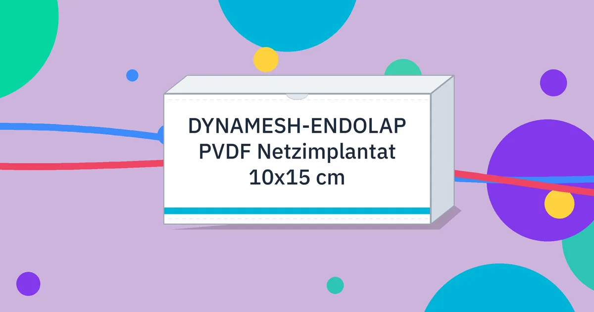 Symbolbild: Packung mit der Aufschrift DYNAMESH-ENDOLAP PVDF Netzimplantat 10x15 cm (PZN 19372572) – Verfügbarkeit und Bezug in Apotheken in Frankfurt am Main