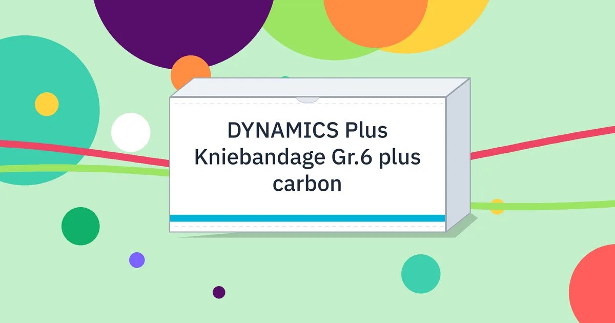 Symbolbild: Packung mit der Aufschrift DYNAMICS Plus Kniebandage Gr.6 plus carbon (PZN 10635314) – Verfügbarkeit und Bezug in Apotheken in Frankfurt am Main