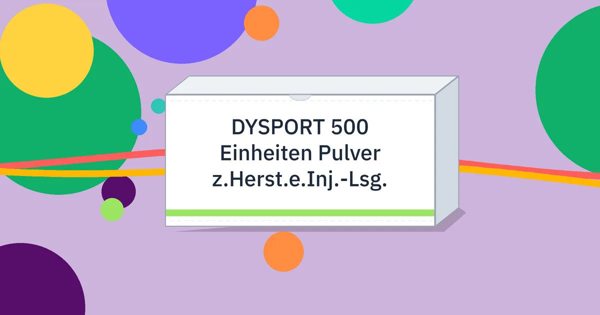 Symbolbild: Packung mit der Aufschrift DYSPORT 500 Einheiten Pulver z.Herst.e.Inj.-Lsg. (PZN 17901954) – Verfügbarkeit und Bezug in Apotheken in Frankfurt am Main