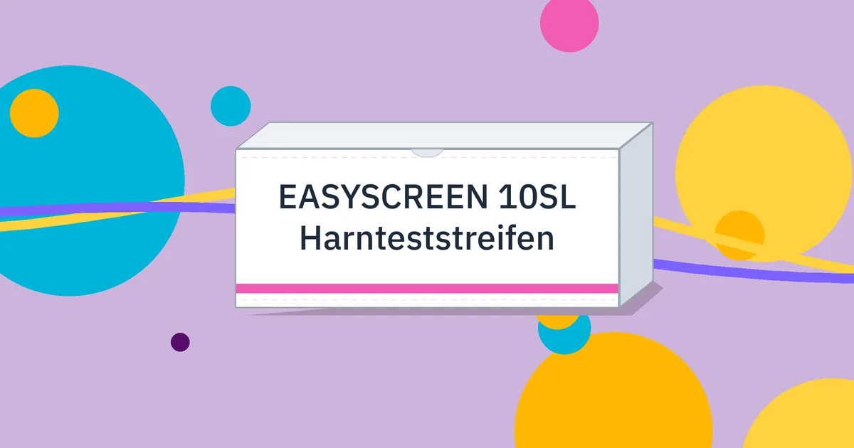 Symbolbild: Packung mit der Aufschrift EASYSCREEN 10SL Harnteststreifen (PZN 17516009) – Verfügbarkeit und Bezug in Apotheken in Frankfurt am Main