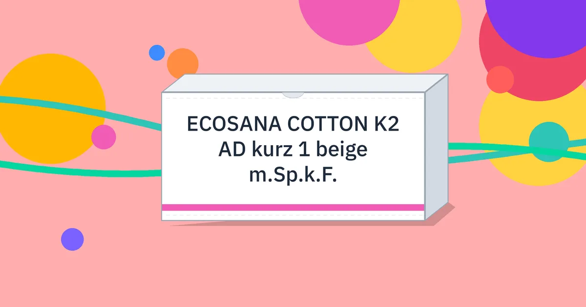 Symbolbild: Packung mit der Aufschrift ECOSANA COTTON K2 AD kurz 1 beige m.Sp.k.F. (PZN 16947173) – Verfügbarkeit und Bezug in Apotheken in Frankfurt am Main