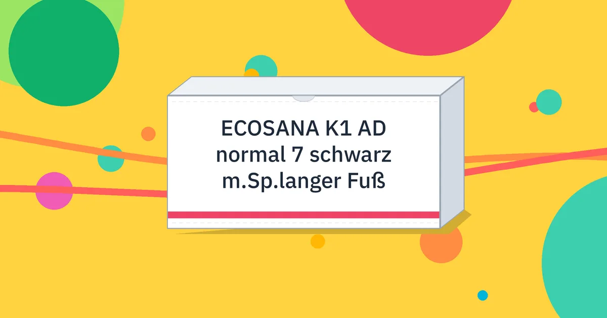Symbolbild: Packung mit der Aufschrift ECOSANA K1 AD normal 7 schwarz m.Sp.langer Fuß (PZN 04725390) – Verfügbarkeit und Bezug in Apotheken in Frankfurt am Main