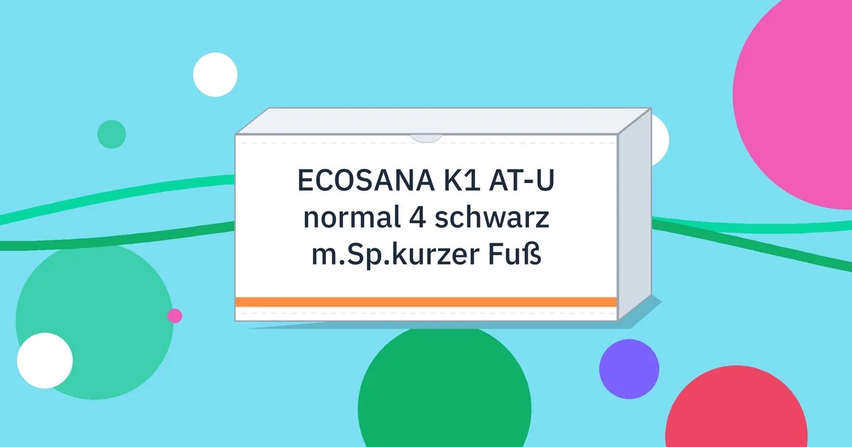 Symbolbild: Packung mit der Aufschrift ECOSANA K1 AT-U normal 4 schwarz m.Sp.kurzer Fuß (PZN 04733946) – Verfügbarkeit und Bezug in Apotheken in Frankfurt am Main