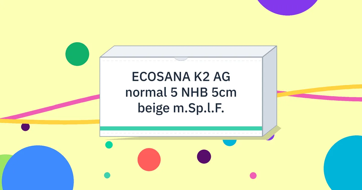 Symbolbild: Packung mit der Aufschrift ECOSANA K2 AG normal 5 NHB 5cm beige m.Sp.l.F. (PZN 10956768) – Verfügbarkeit und Bezug in Apotheken in Frankfurt am Main