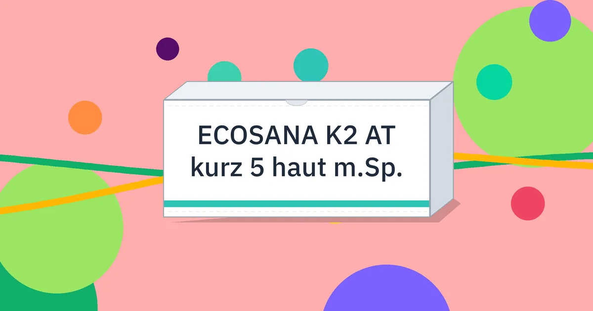 Symbolbild: Packung mit der Aufschrift ECOSANA K2 AT kurz 5 haut m.Sp. (PZN 01565885) – Verfügbarkeit und Bezug in Apotheken in Frankfurt am Main