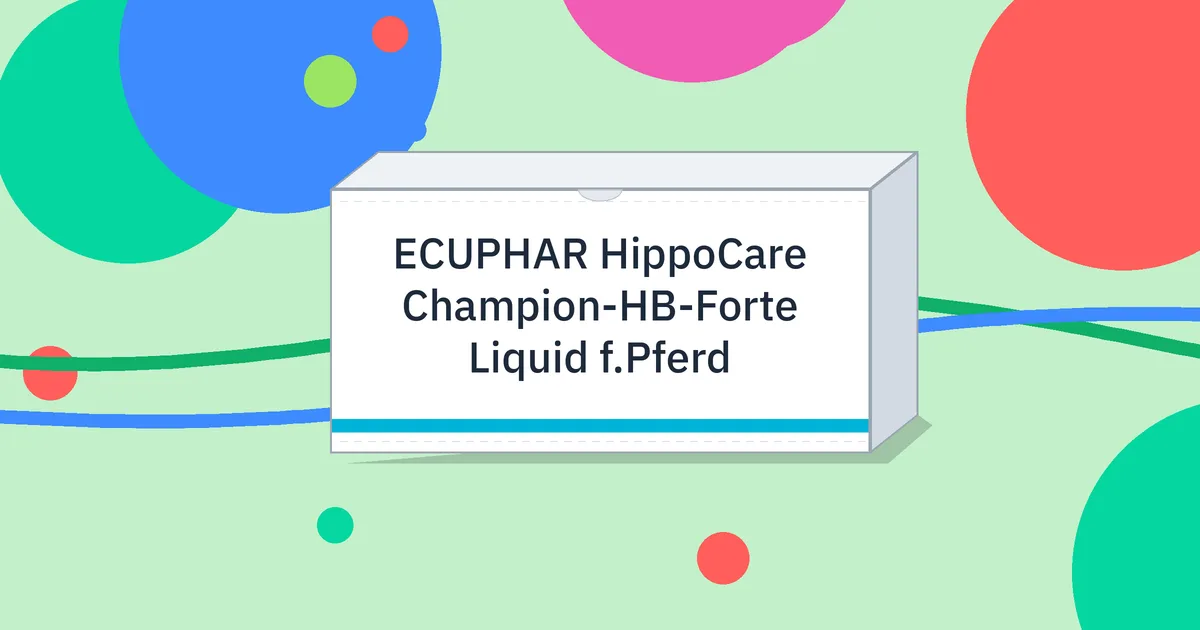 Symbolbild: Packung mit der Aufschrift ECUPHAR HippoCare Champion-HB-Forte Liquid f.Pferd (PZN 19445791) – Verfügbarkeit und Bezug in Apotheken in Frankfurt am Main