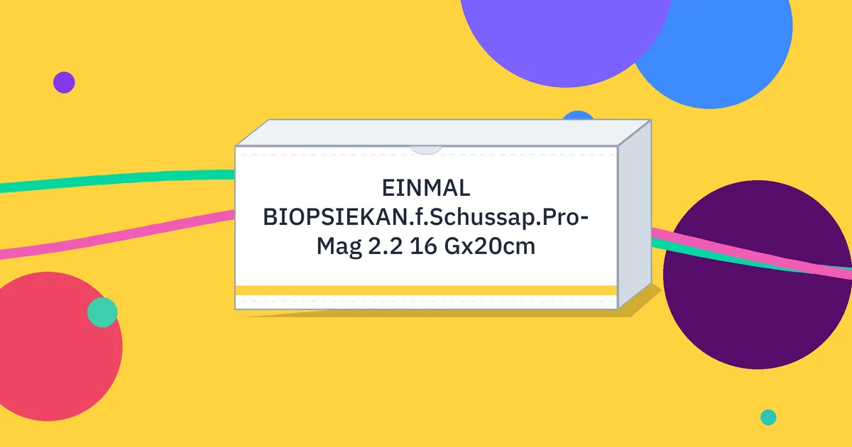Symbolbild: Packung mit der Aufschrift EINMAL BIOPSIEKAN.f.Schussap.Pro-Mag 2.2 16 Gx20cm (PZN 00282688) – Verfügbarkeit und Bezug in Apotheken in Frankfurt am Main