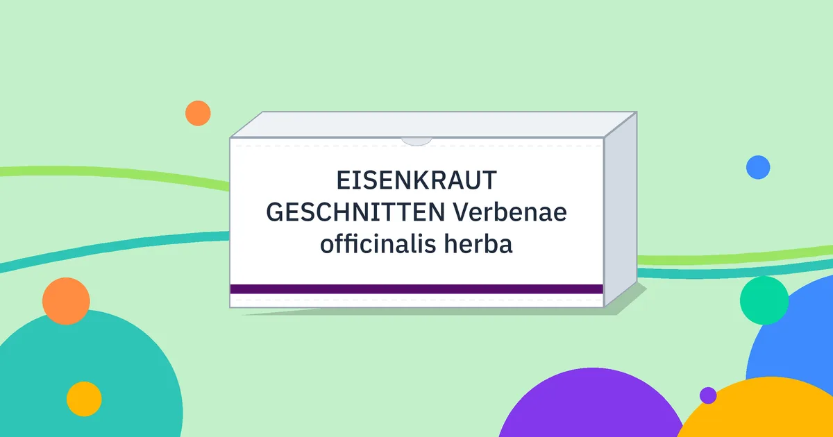 Symbolbild: Packung mit der Aufschrift EISENKRAUT GESCHNITTEN Verbenae officinalis herba (PZN 20954049) – Verfügbarkeit und Bezug in Apotheken in Frankfurt am Main