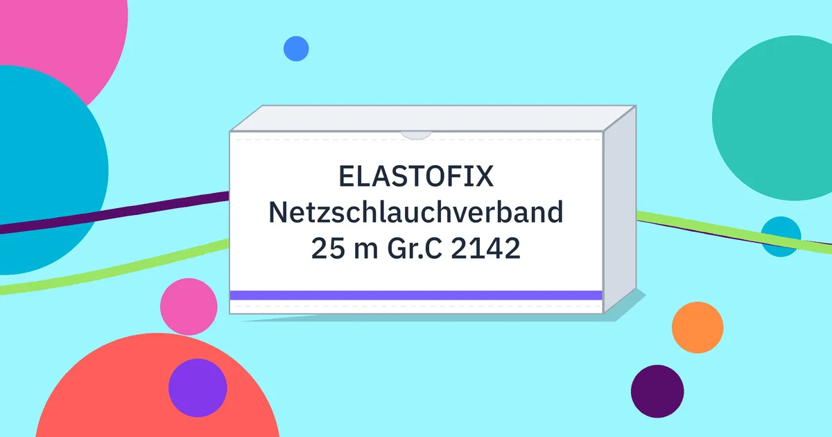 Symbolbild: Packung mit der Aufschrift ELASTOFIX Netzschlauchverband 25 m Gr.C 2142 (PZN 01647614) – Verfügbarkeit und Bezug in Apotheken in Frankfurt am Main