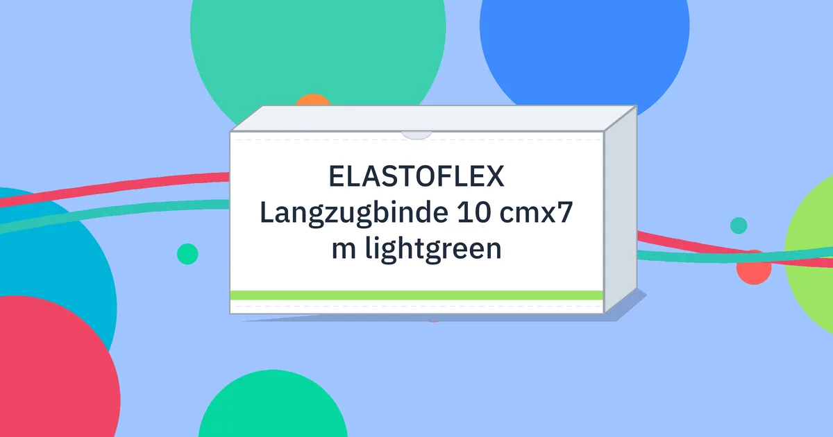 Symbolbild: Packung mit der Aufschrift ELASTOFLEX Langzugbinde 10 cmx7 m lightgreen (PZN 17175583) – Verfügbarkeit und Bezug in Apotheken in Frankfurt am Main