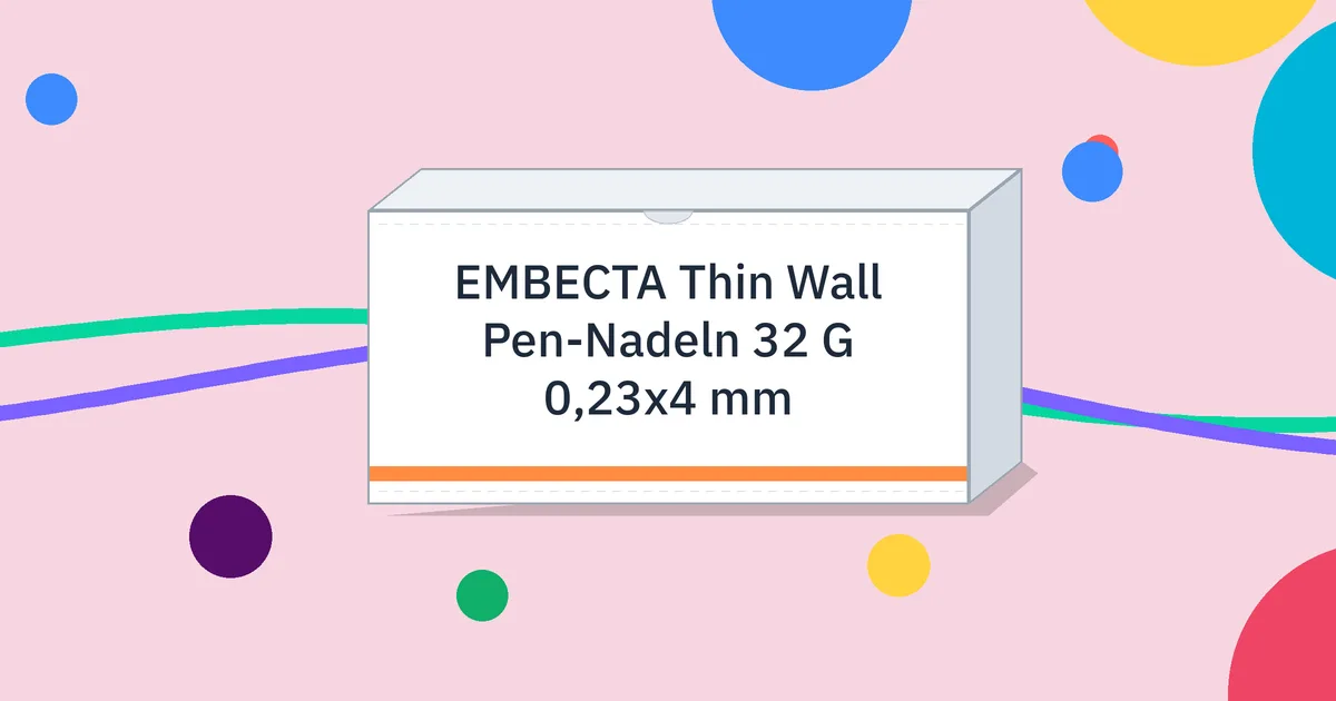 Symbolbild: Packung mit der Aufschrift EMBECTA Thin Wall Pen-Nadeln 32 G 0,23x4 mm (PZN 20636705) – Verfügbarkeit und Bezug in Apotheken in Frankfurt am Main