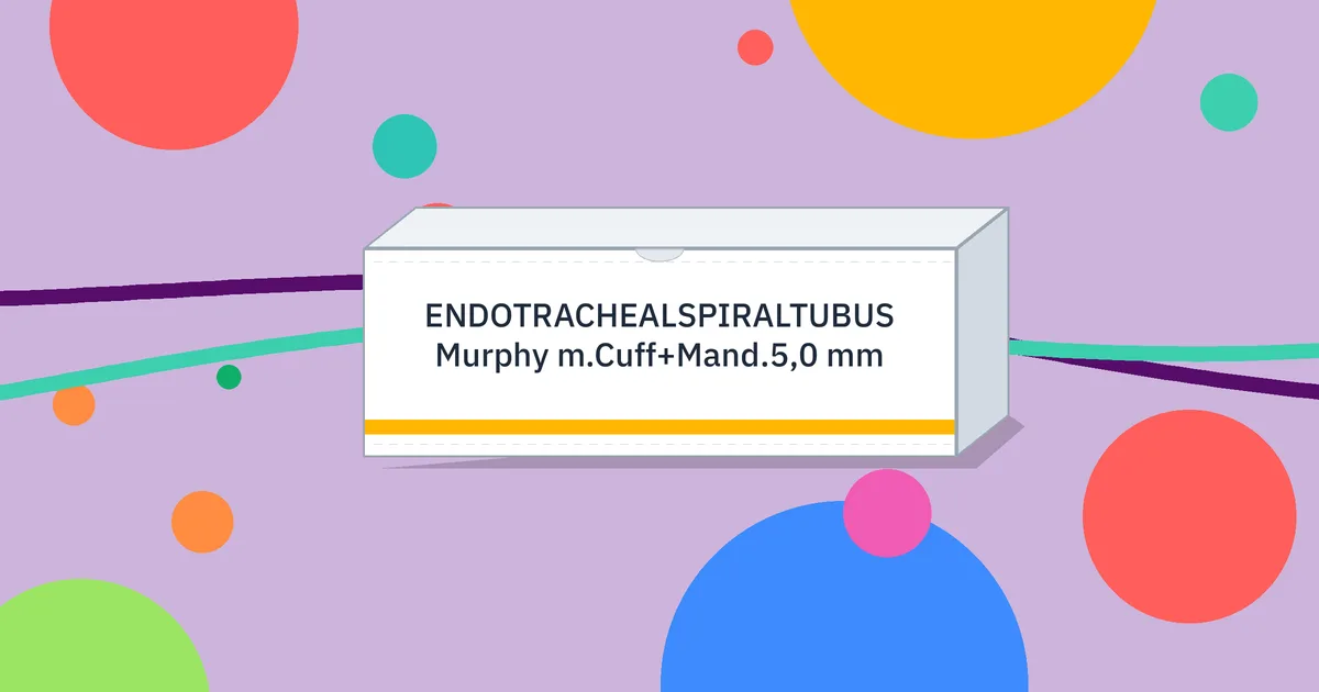 Symbolbild: Packung mit der Aufschrift ENDOTRACHEALSPIRALTUBUS Murphy m.Cuff+Mand.5,0 mm (PZN 05464371) – Verfügbarkeit und Bezug in Apotheken in Frankfurt am Main