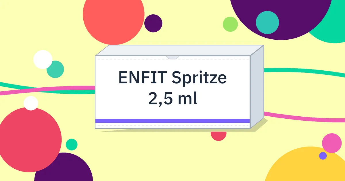 Symbolbild: Packung mit der Aufschrift ENFIT Spritze 2,5 ml (PZN 11289848) – Verfügbarkeit und Bezug in Apotheken in Frankfurt am Main