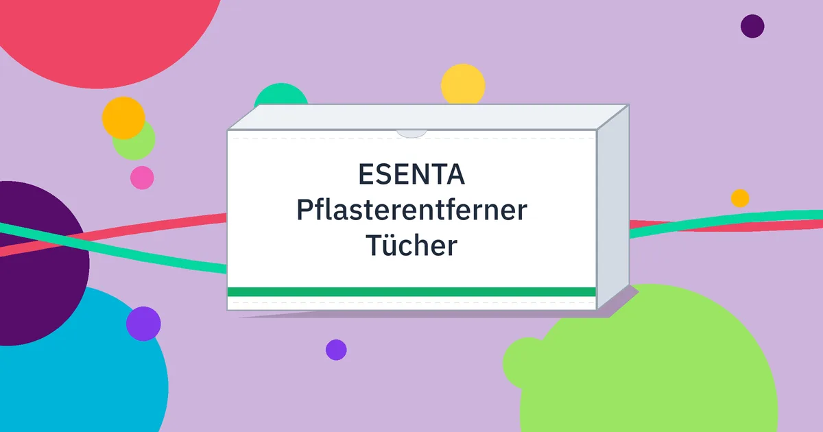 Symbolbild: Packung mit der Aufschrift ESENTA Pflasterentferner Tücher (PZN 20941578) – Verfügbarkeit und Bezug in Apotheken in Frankfurt am Main
