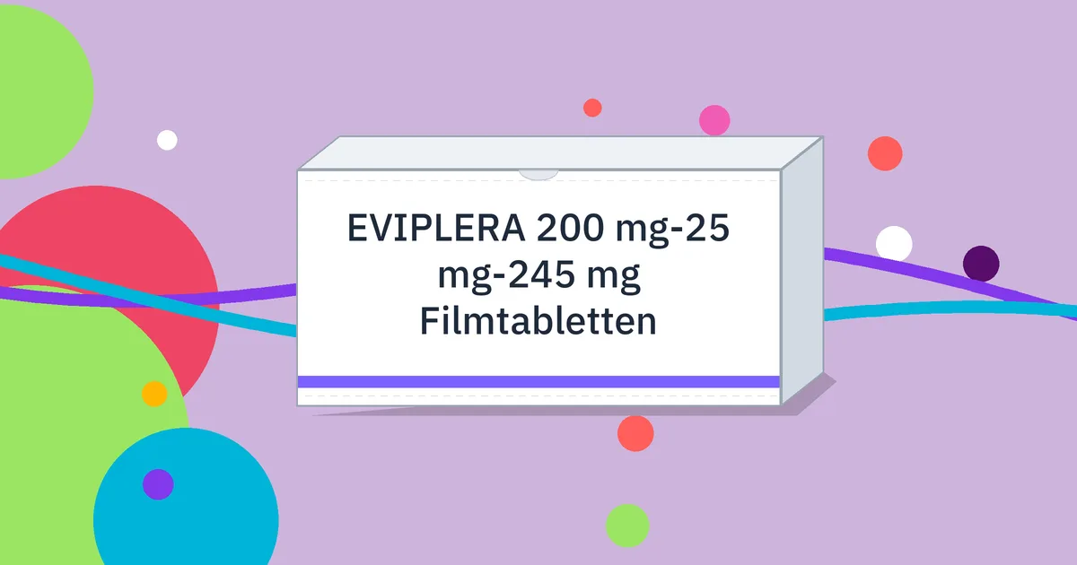 Symbolbild: Packung mit der Aufschrift EVIPLERA 200 mg-25 mg-245 mg Filmtabletten (PZN 19509858) – Verfügbarkeit und Bezug in Apotheken in Frankfurt am Main