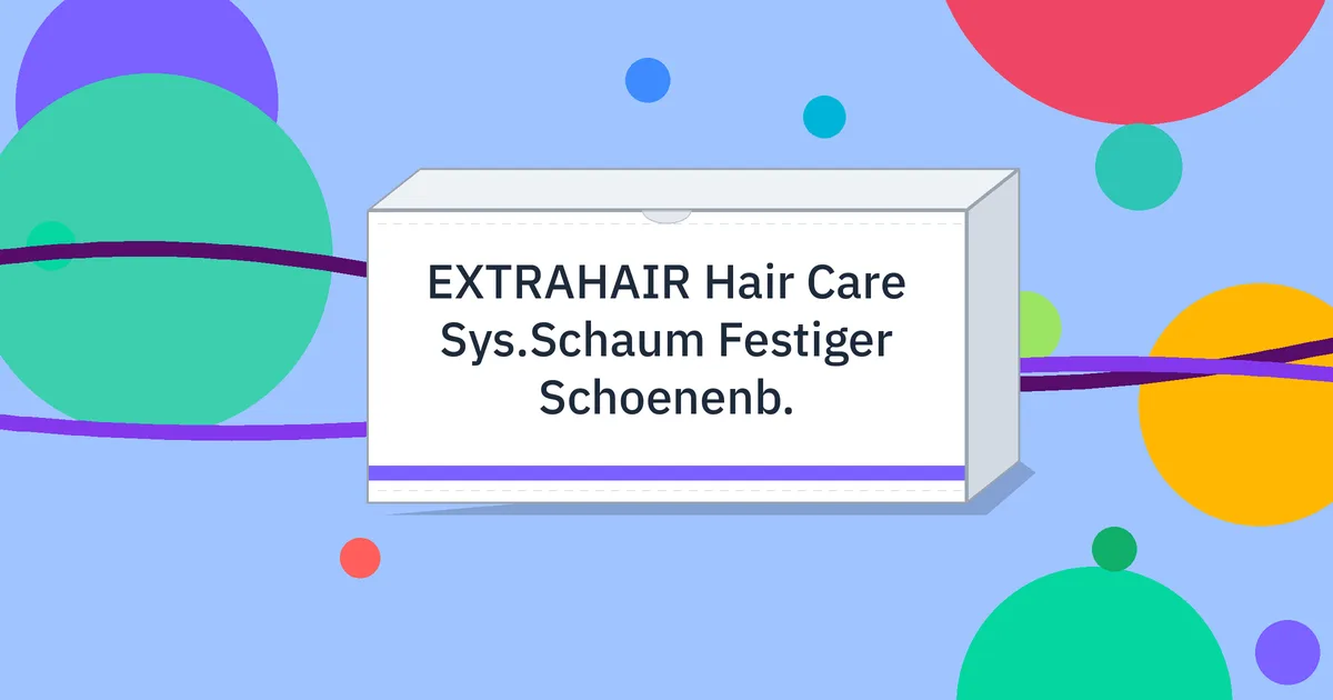 Symbolbild: Packung mit der Aufschrift EXTRAHAIR Hair Care Sys.Schaum Festiger Schoenenb. (PZN 07761848) – Verfügbarkeit und Bezug in Apotheken in Frankfurt am Main
