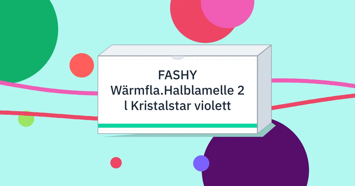 Symbolbild: Packung mit der Aufschrift FASHY Wärmfla.Halblamelle 2 l Kristalstar violett (PZN 18648983) – Verfügbarkeit und Bezug in Apotheken in Frankfurt am Main