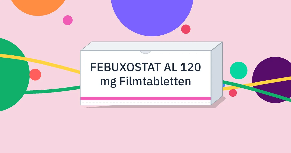 Symbolbild: Packung mit der Aufschrift FEBUXOSTAT AL 120 mg Filmtabletten (PZN 14286508) – Verfügbarkeit und Bezug in Apotheken in Frankfurt am Main