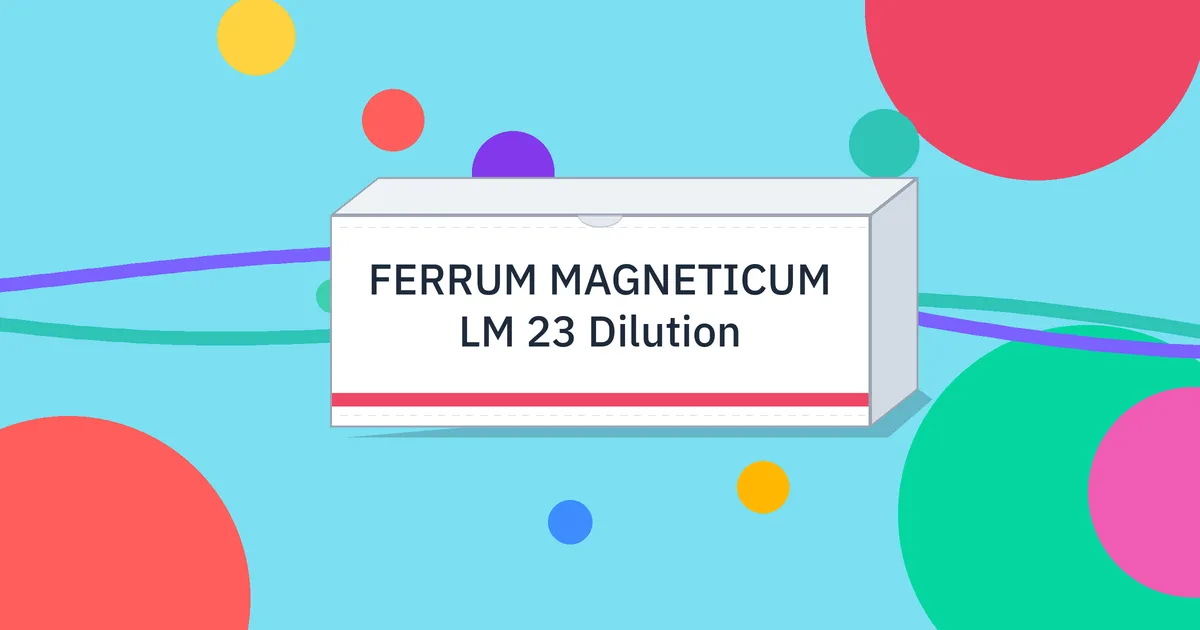 Symbolbild: Packung mit der Aufschrift FERRUM MAGNETICUM LM 23 Dilution (PZN 12849999) – Verfügbarkeit und Bezug in Apotheken in Frankfurt am Main