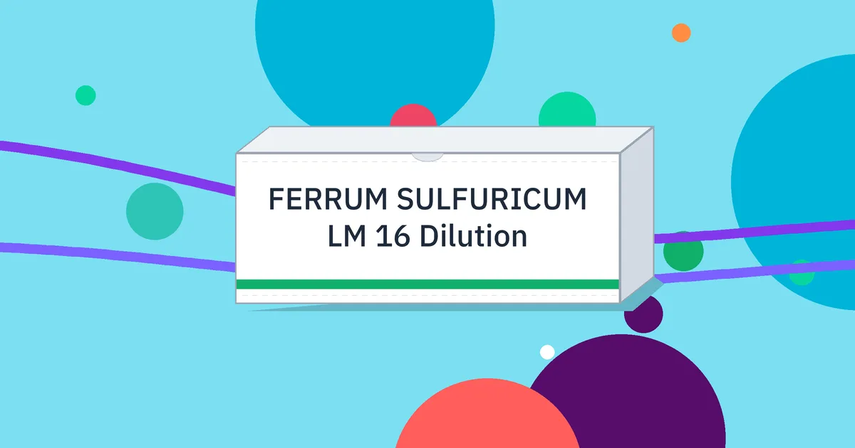 Symbolbild: Packung mit der Aufschrift FERRUM SULFURICUM LM 16 Dilution (PZN 12853541) – Verfügbarkeit und Bezug in Apotheken in Frankfurt am Main