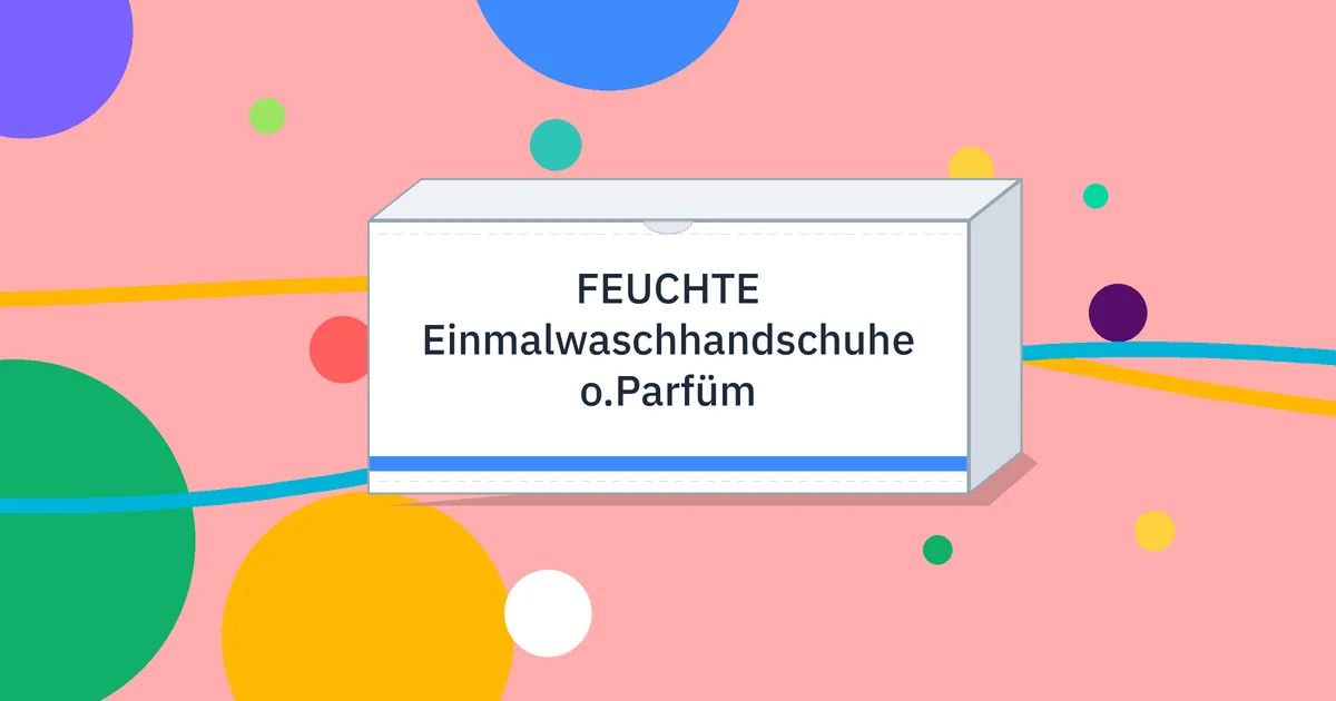 Symbolbild: Packung mit der Aufschrift FEUCHTE Einmalwaschhandschuhe o.Parfüm (PZN 11090822) – Verfügbarkeit und Bezug in Apotheken in Frankfurt am Main