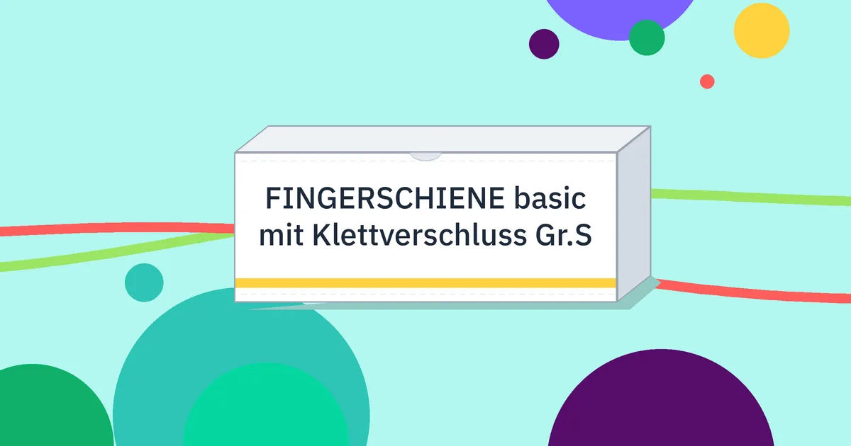 Symbolbild: Packung mit der Aufschrift FINGERSCHIENE basic mit Klettverschluss Gr.S (PZN 12775261) – Verfügbarkeit und Bezug in Apotheken in Frankfurt am Main
