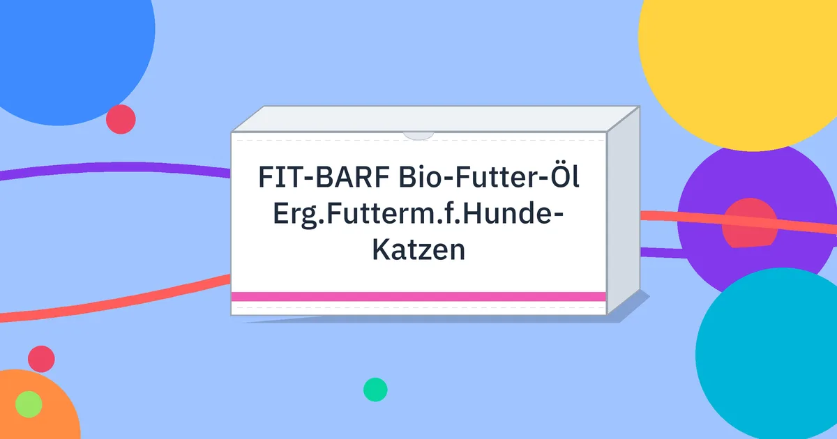 Symbolbild: Packung mit der Aufschrift FIT-BARF Bio-Futter-Öl Erg.Futterm.f.Hunde-Katzen (PZN 16230920) – Verfügbarkeit und Bezug in Apotheken in Frankfurt am Main