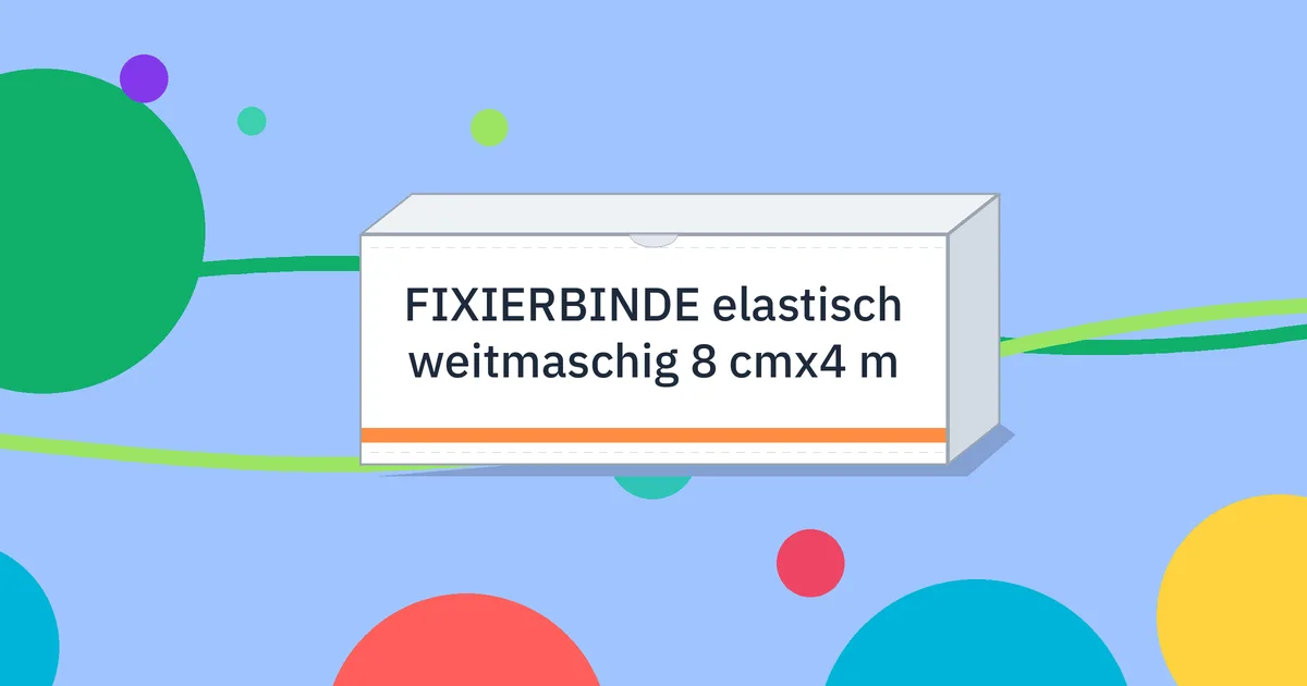 Symbolbild: Packung mit der Aufschrift FIXIERBINDE elastisch weitmaschig 8 cmx4 m (PZN 03842946) – Verfügbarkeit und Bezug in Apotheken in Frankfurt am Main