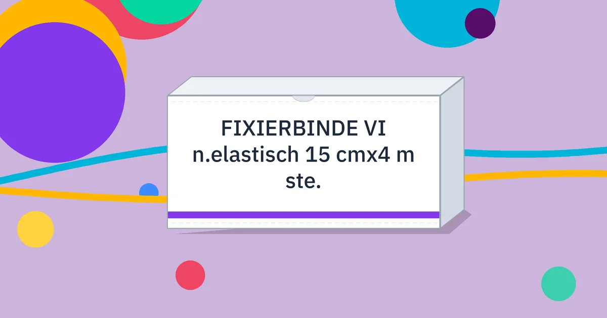 Symbolbild: Packung mit der Aufschrift FIXIERBINDE VI n.elastisch 15 cmx4 m ste. (PZN 06931751) – Verfügbarkeit und Bezug in Apotheken in Frankfurt am Main