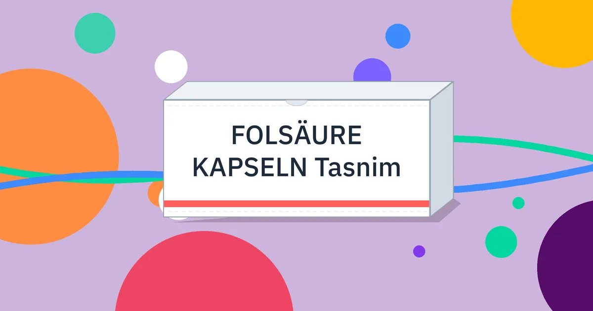 Symbolbild: Packung mit der Aufschrift FOLSÄURE KAPSELN Tasnim (PZN 17365846) – Verfügbarkeit und Bezug in Apotheken in Frankfurt am Main