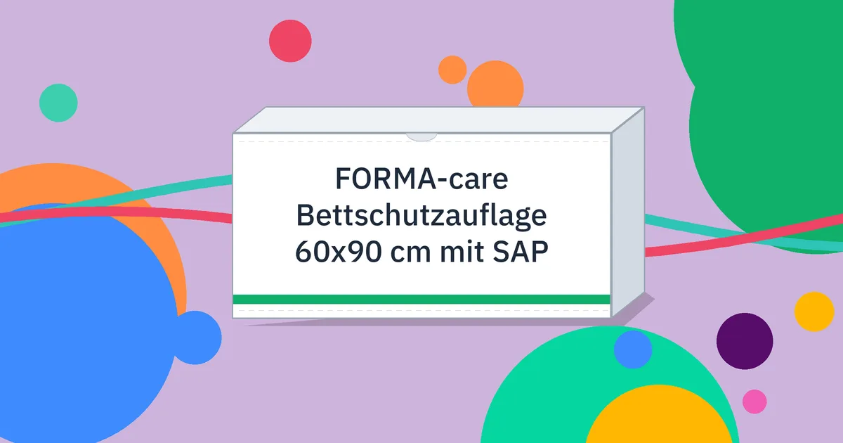 Symbolbild: Packung mit der Aufschrift FORMA-care Bettschutzauflage 60x90 cm mit SAP (PZN 19419210) – Verfügbarkeit und Bezug in Apotheken in Frankfurt am Main