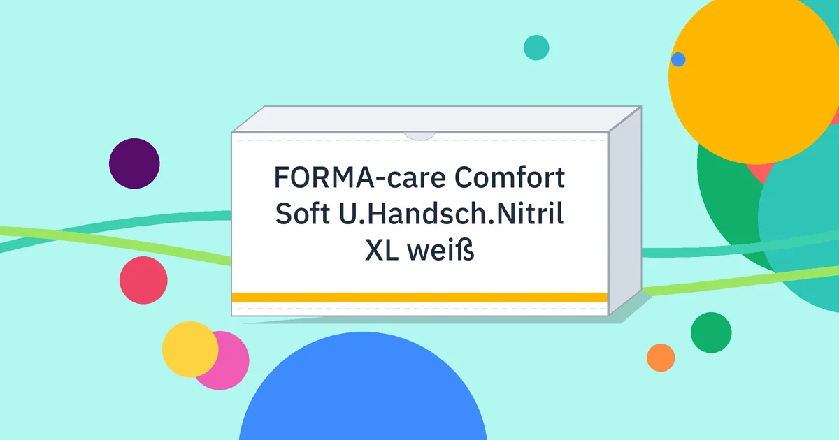 Symbolbild: Packung mit der Aufschrift FORMA-care Comfort Soft U.Handsch.Nitril XL weiß (PZN 11615153) – Verfügbarkeit und Bezug in Apotheken in Frankfurt am Main
